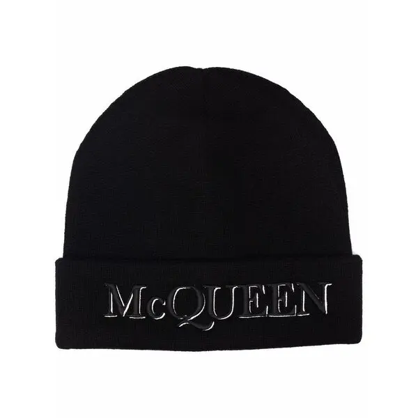 Alexander McQueen Embroidered Logo Beanie - Black