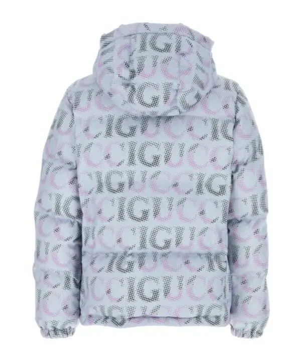 Gucci Allover Logo Printed Down Jacket - Gray