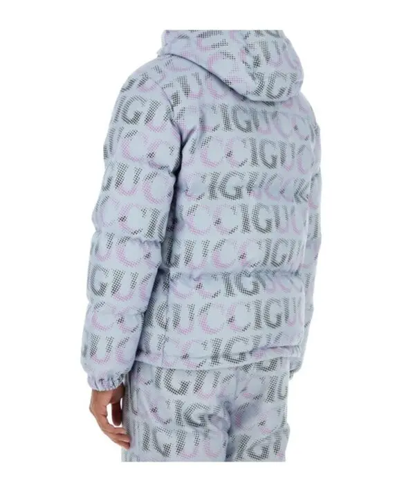 Gucci Allover Logo Printed Down Jacket - Gray