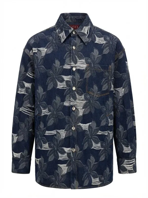 Gucci Denim Floral Jacquard Shirt