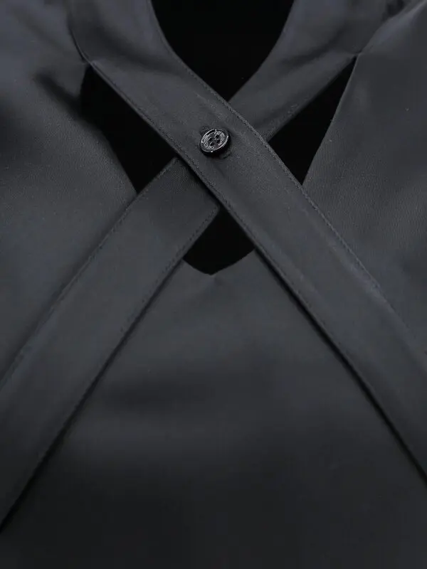 Off-White V-neck Open-back Midi Dress - Black