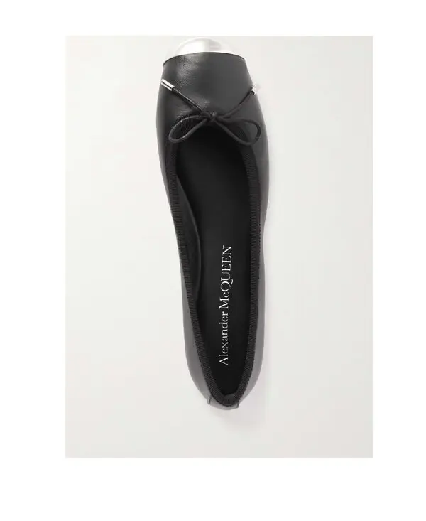 Alexander McQueen Leather Ballerina Flats With Bow Detail