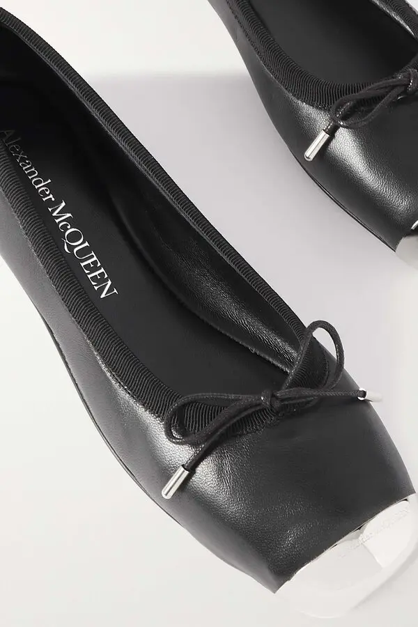 Alexander McQueen Leather Ballerina Flats With Bow Detail