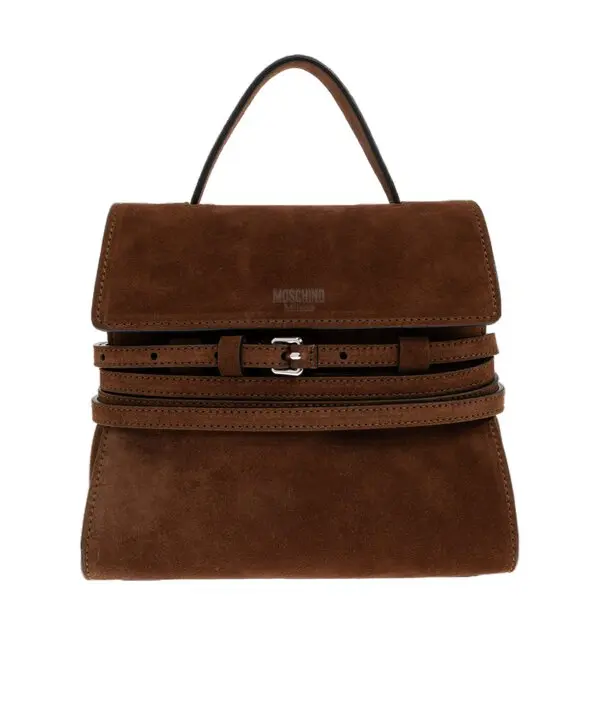 Moschino Detailed Top Handle Handbag - Brown