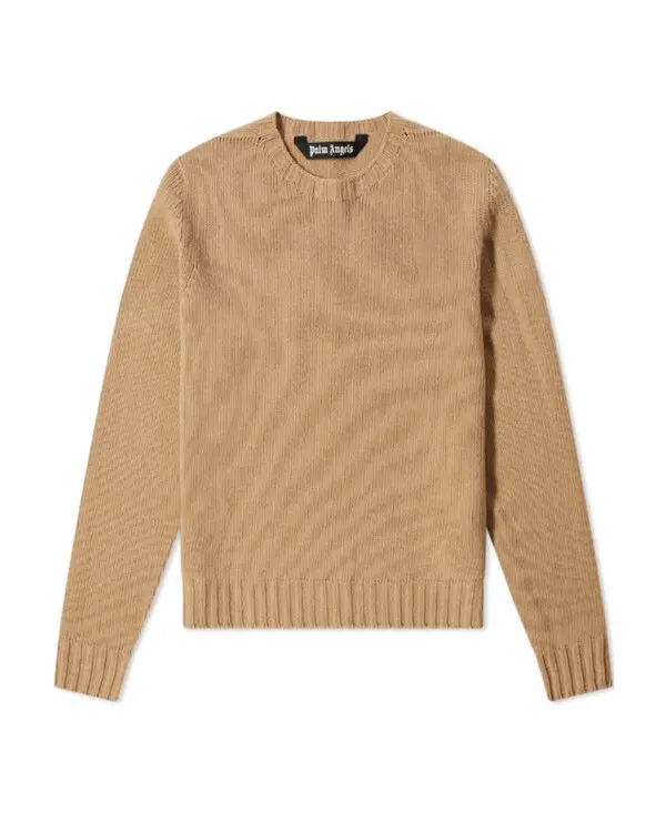 Palm Angels Logo Intarsia Knitted Jumper - Nude