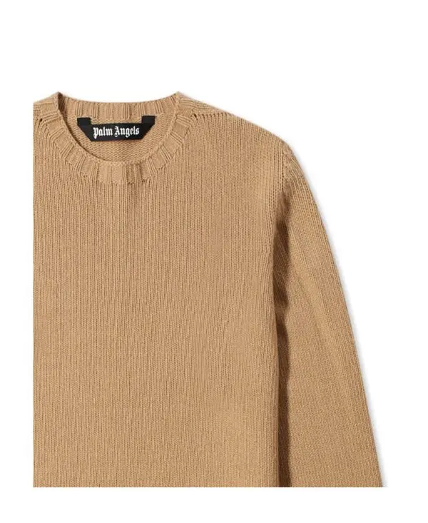 Palm Angels Logo Intarsia Knitted Jumper - Nude
