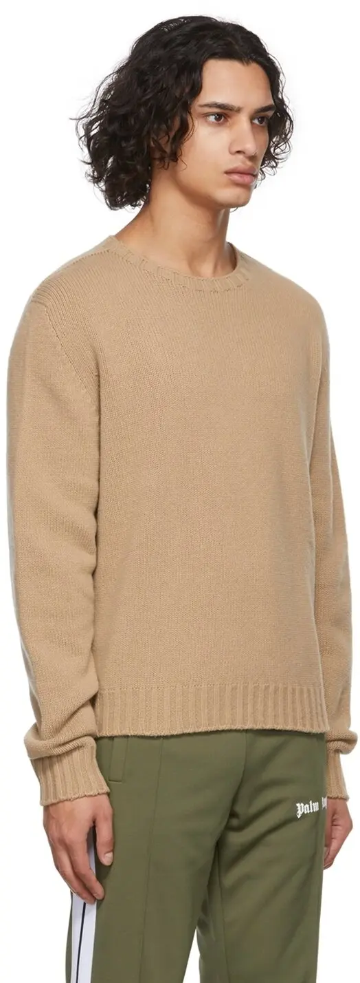 Palm Angels Logo Intarsia Knitted Jumper - Nude