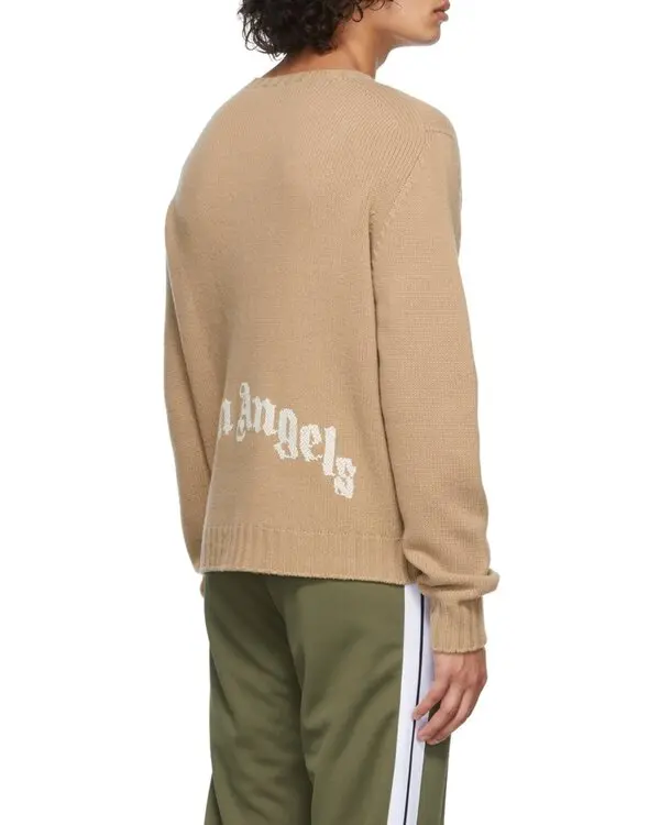 Palm Angels Logo Intarsia Knitted Jumper - Nude