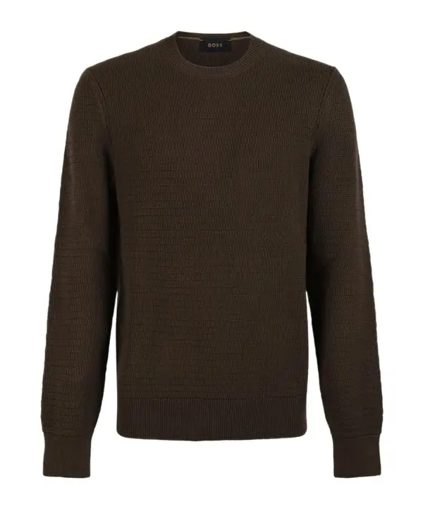 Hugo Boss Textured Crew Neck Long Sleeve Sweater