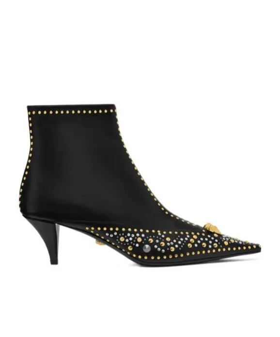 Versace Embellished Pointed-toe Boots - Black