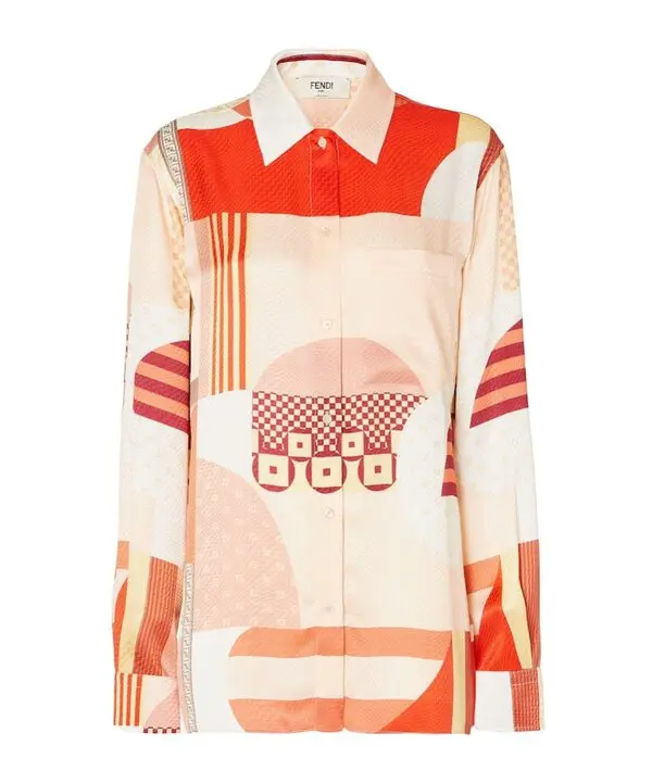 Fendi Patchwork Printed Long-sleeved Shirt - Multi-color
