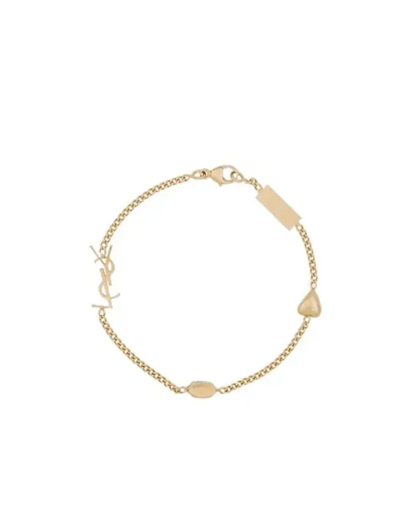 Saint Laurent Cassandre Heart Charm Bracelet