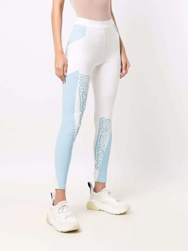 Stella McCartney Logo Printed High Waist Leggings - White