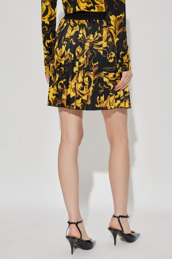 Versace Barocco Print Pleated Mini Skirt - Black