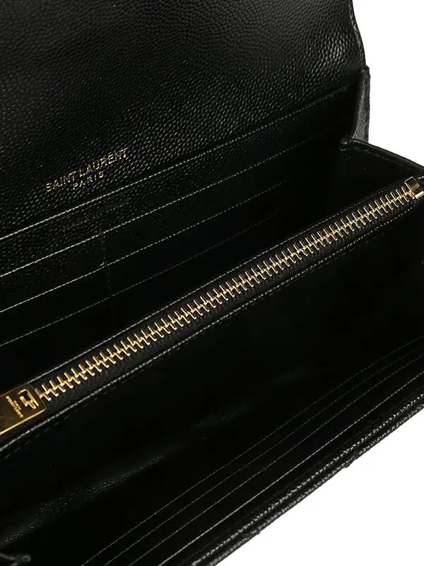 Saint Laurent Grain De Poudre Monogram Wallet - Black