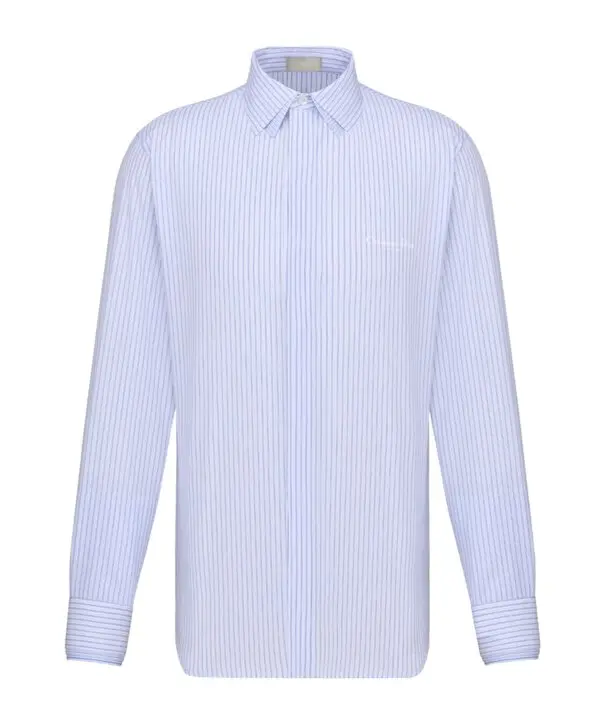 Dior Striped Collared Long-sleeve Shirt
