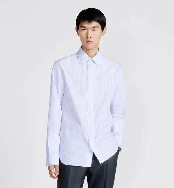 Dior Striped Collared Long-sleeve Shirt
