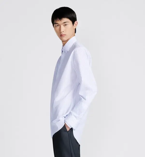 Dior Striped Collared Long-sleeve Shirt