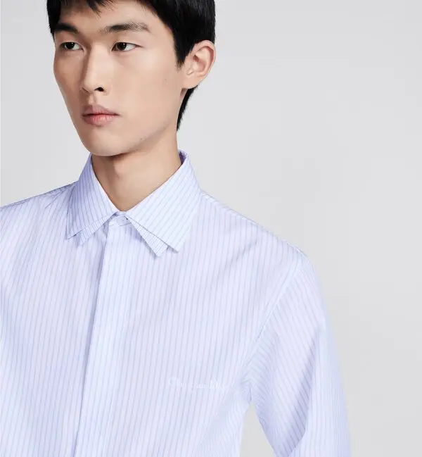 Dior Striped Collared Long-sleeve Shirt
