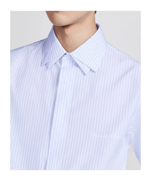 Dior Striped Collared Long-sleeve Shirt
