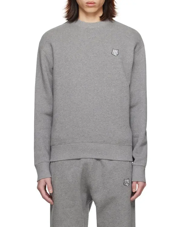 Maison Kitsuné Fox Head Patch Crewneck Sweatshirt - Gray