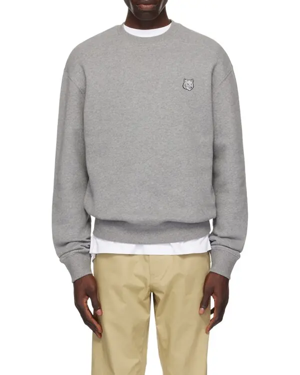 Maison Kitsuné Fox Head Patch Crewneck Sweatshirt - Gray
