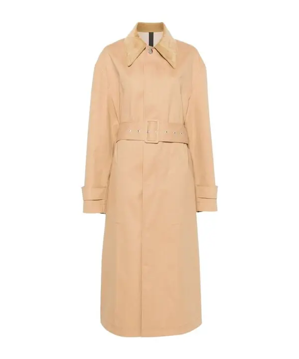 Ami Belted Coat With Corduroy Collar - Camel
