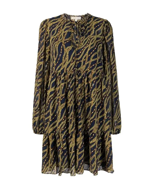 Michael Kors Long Sleeve V-neck Mini Dress