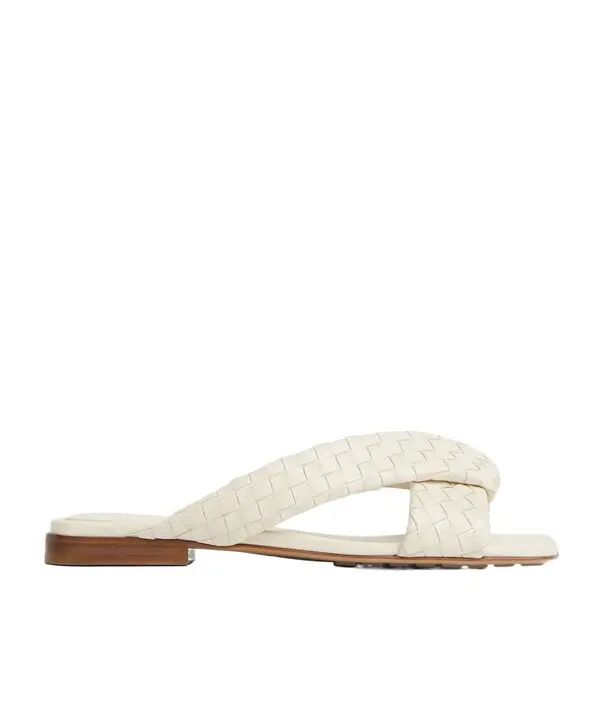 Bottega Veneta Riva Flat Mules - Sea Salt
