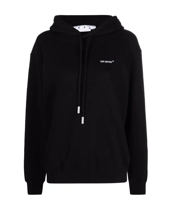 Off-White Diagonal Stripe Detail Hoodie - Black