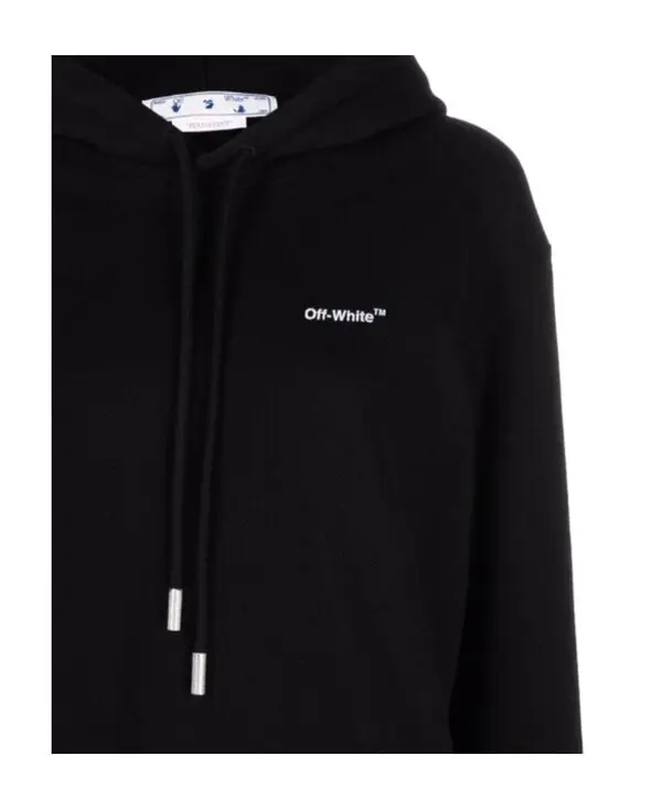 Off-White Diagonal Stripe Detail Hoodie - Black