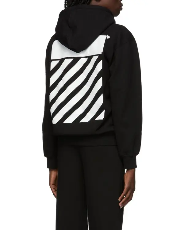 Off-White Diagonal Stripe Detail Hoodie - Black