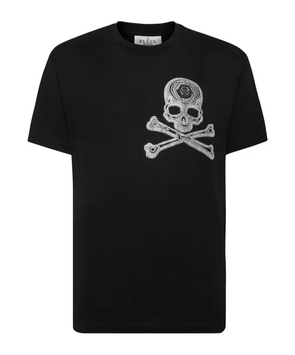 Philipp Plein Skullbones Rhinestoned T-shirt - Black