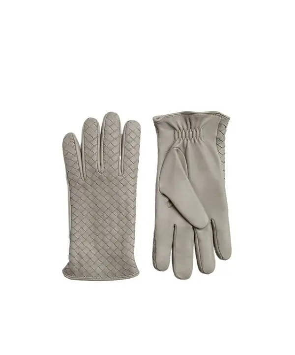 Bottega Veneta Intrecciato Leather Gloves - Gray