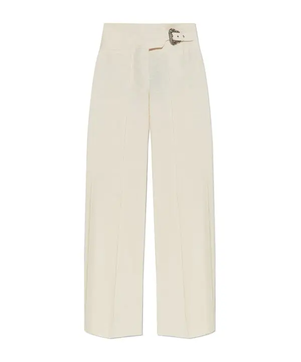 Versace Baroque Buckle Pants - Cream