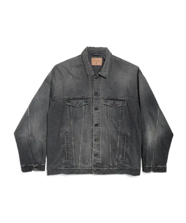 Balenciaga Used Effect Denim Jacket - Black