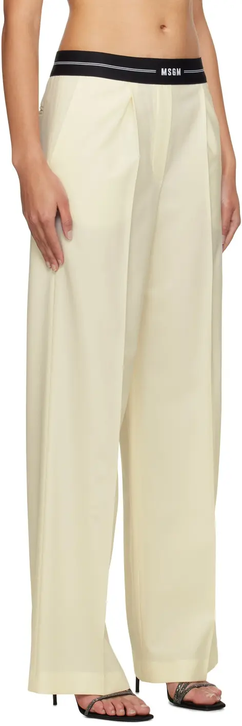 MSGM Wide-leg Logo Waistband Trousers