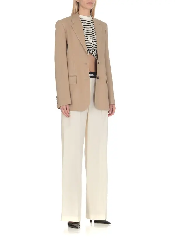MSGM Wide-leg Logo Waistband Trousers