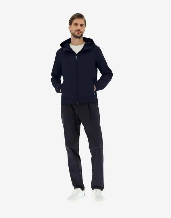 Herno Zip-up Hooded Jersey Jacket - Black