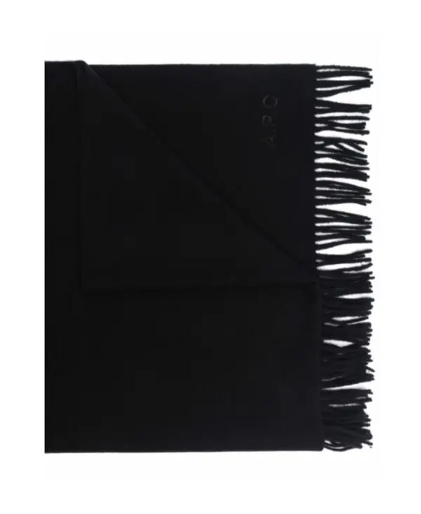 A.p.c. Logo Embroidered Fringed Scarf