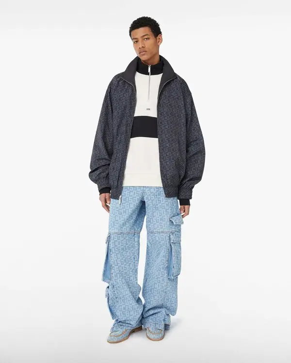 Gcds All-over Logo Printed Zip-up Reversible Jacket