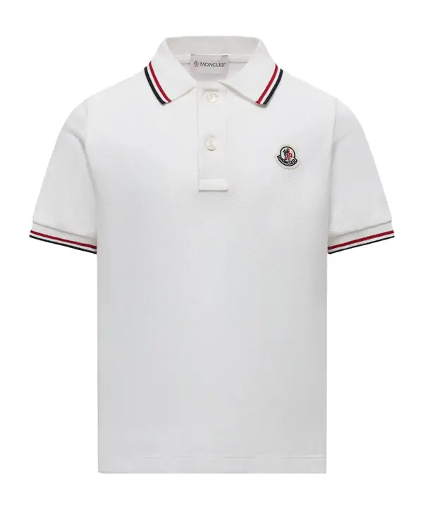 Moncler Cotton Piquet Polo Shirt With Tricolor Trim - White