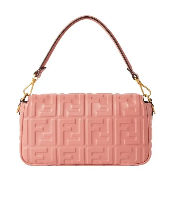 Fendi Baguette Ff Embossed Shoulder Bag - Pink