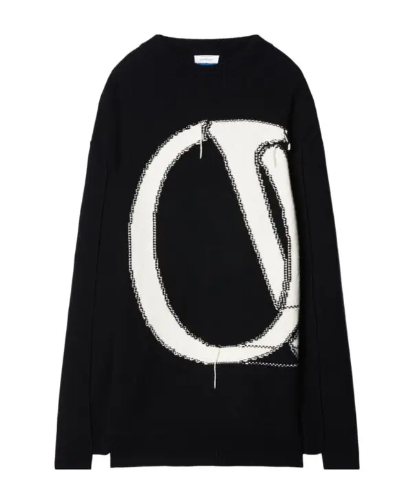 Off-White Intarsia Logo Crewneck Jumper - Black