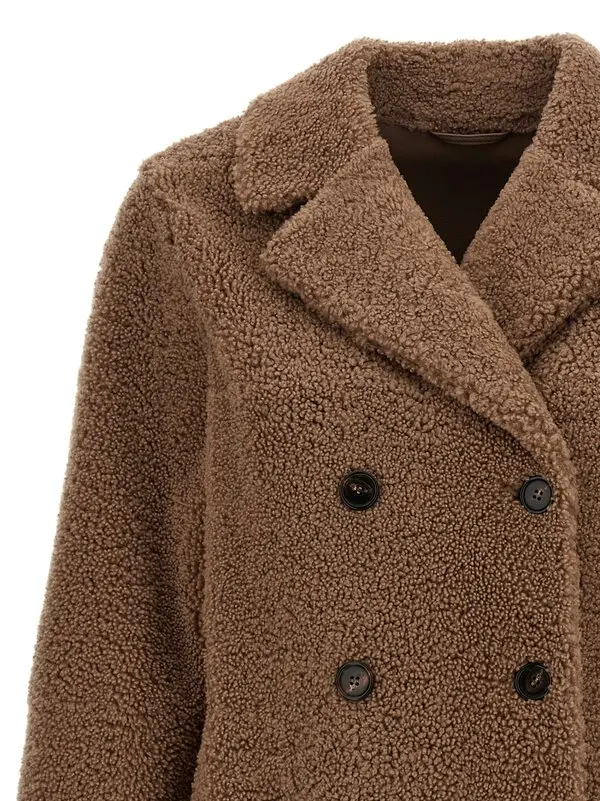 Max Mara Futura Double-breasted Short Coat In Curly Sheepskin