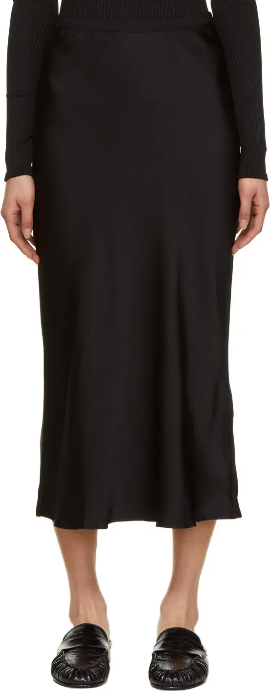 ANINE BING Bar Fluted Satin Midi Skirt