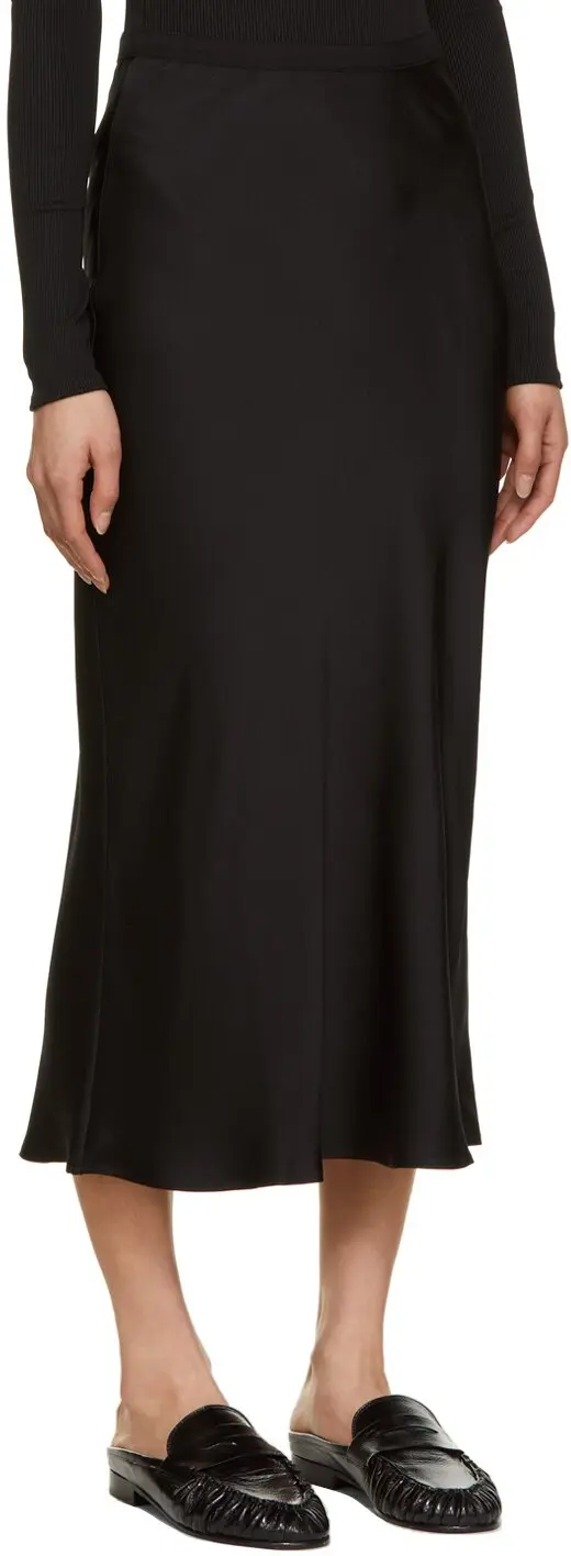ANINE BING Bar Fluted Satin Midi Skirt
