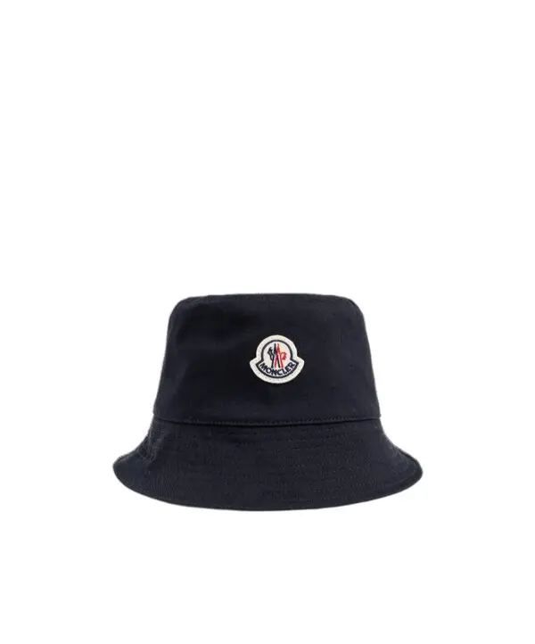 Moncler Logo Patch Bucket Hat - Navy Blue