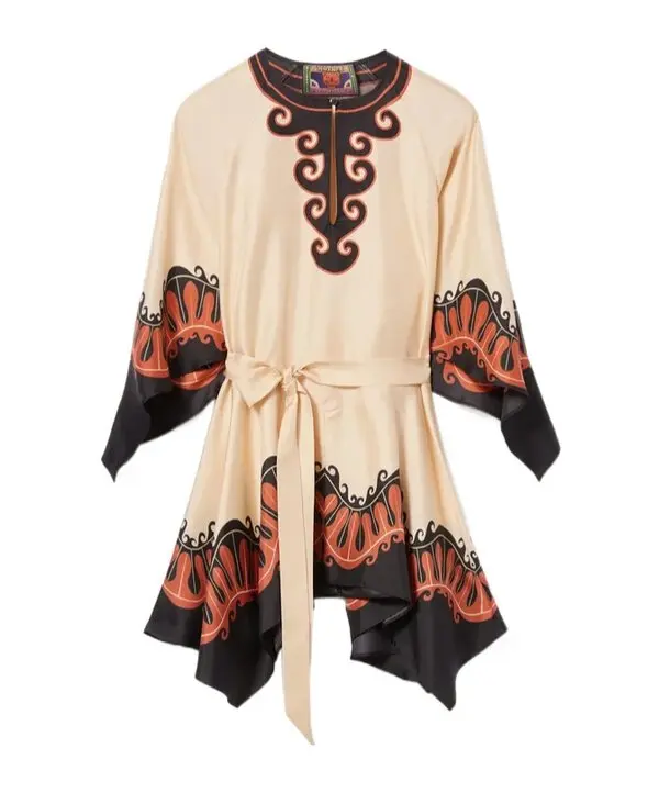 La DoubleJ Belted Printed Midi Dress - Deep Orange