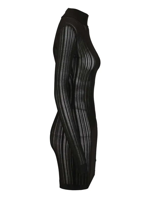 AMAZUIN Lydia Ribbed Sheer Turtleneck Mini Dress